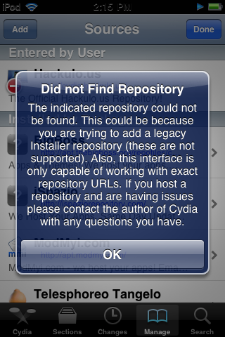Cannot Add Cydia Sources! Help! | MacRumors Forums
